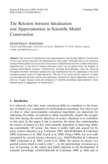(PDF) The Relation between Idealisation and Approximation in Scientific Model Construction