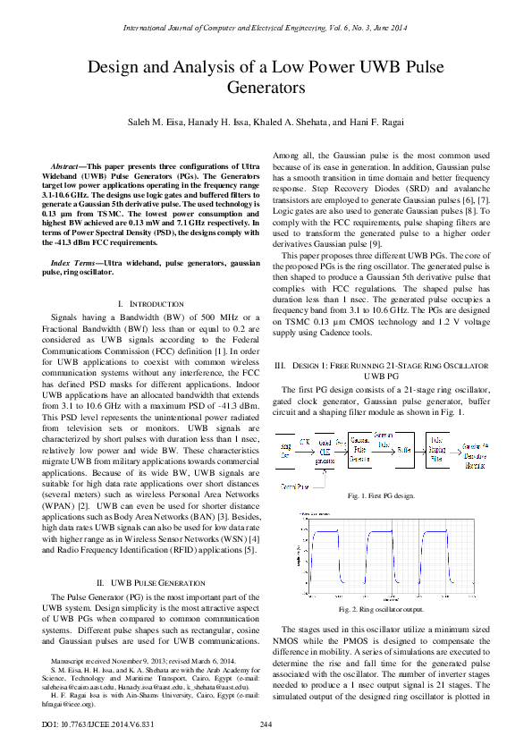 (PDF) Design and Analysis of a Low Power UWB Pulse Generators
