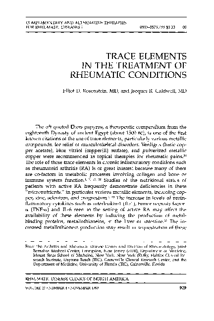 (PDF) Trace elements in the treatment of rheumatic conditions | Elliot ...