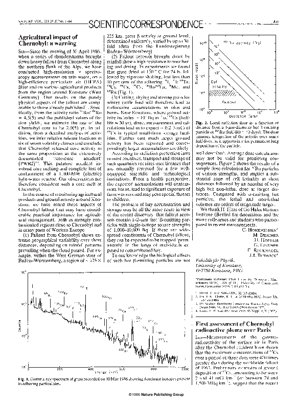 (PDF) Agricultural impact of Chernobyl: a warning