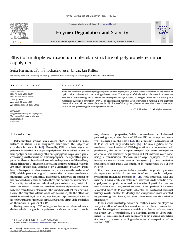 (PDF) Effect of multiple extrusion on molecular structure of ...