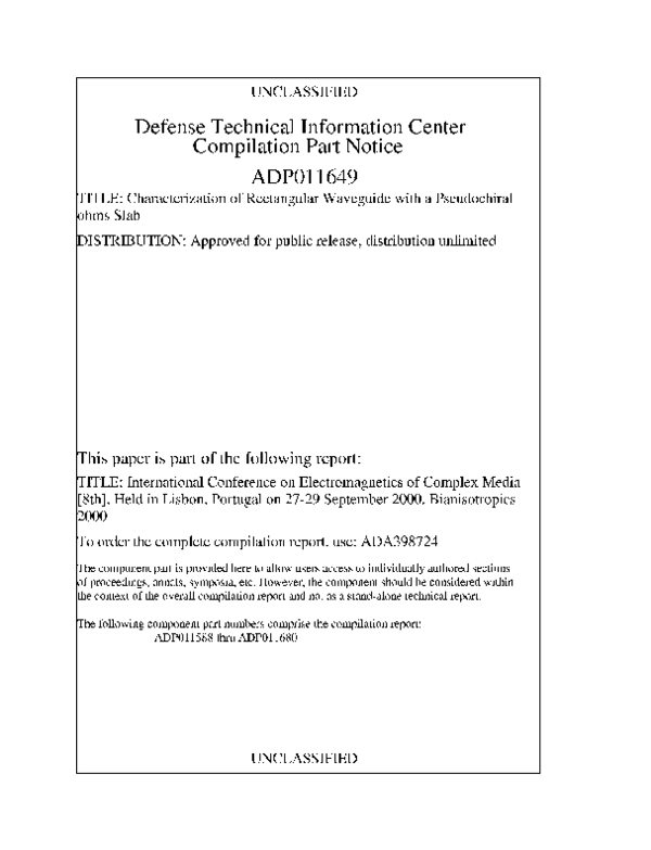 Pdf Characterization Of Rectangular Waveguide With A Pseudochiral
