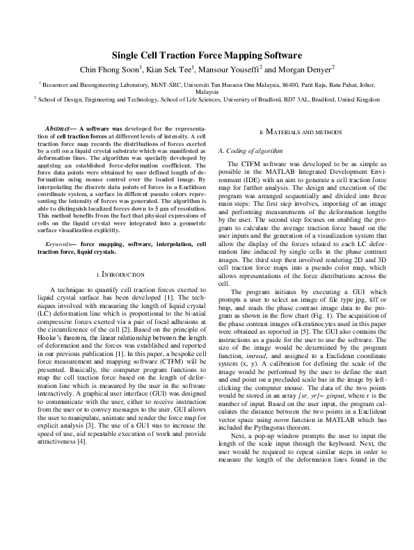 (PDF) Single Cell Traction Force Mapping Software