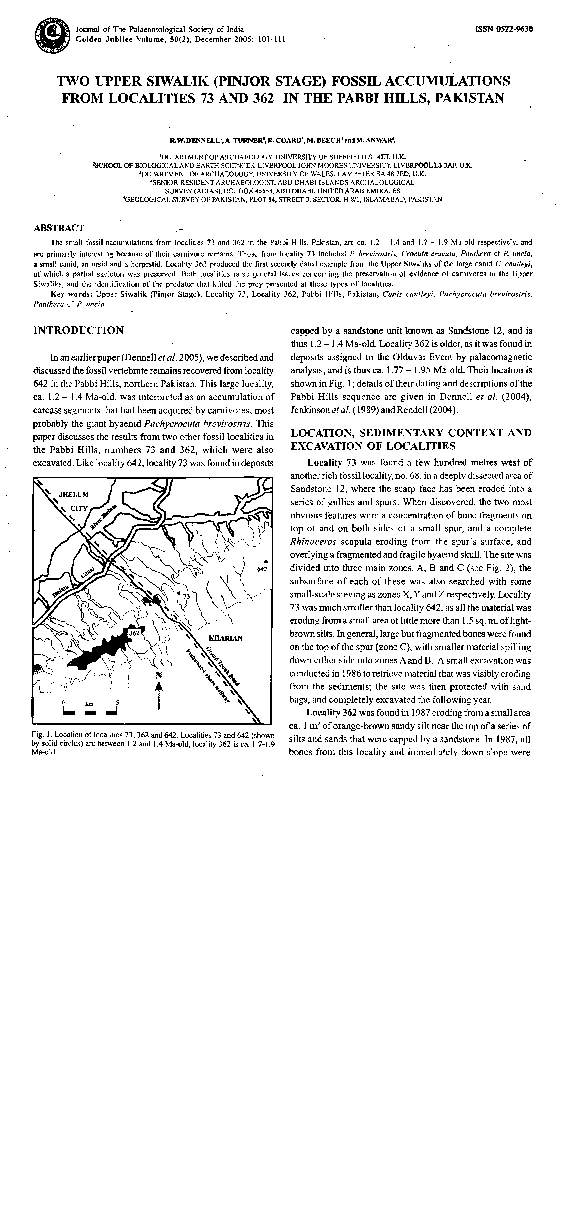 (PDF) Two Upper Siwalik (Pinjor Stage) fossil accumulations from ...