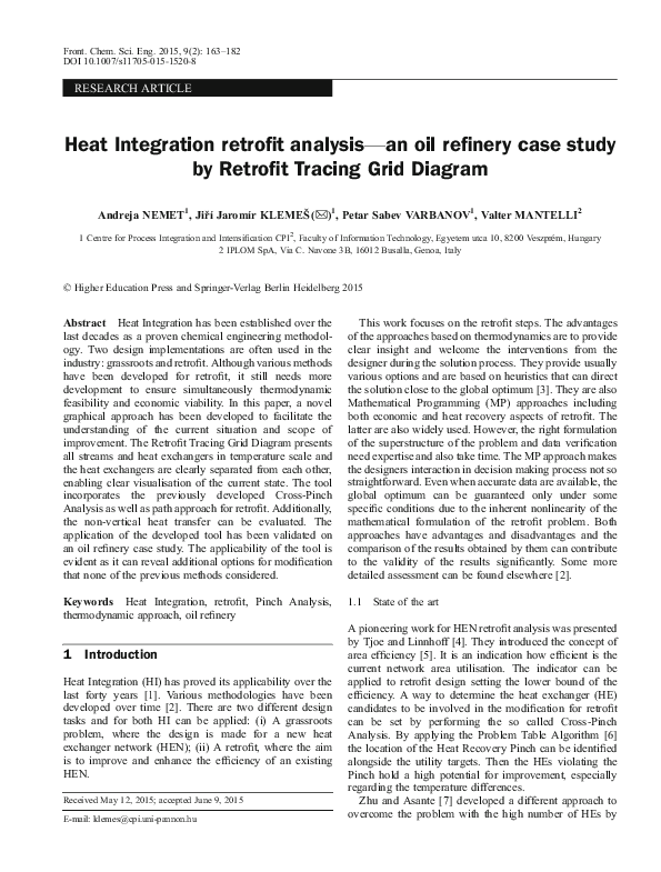 (PDF) Heat Integration retrofit analysis—an oil refinery case study by ...