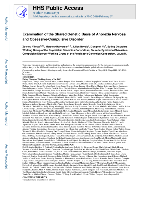 (PDF) Examination of the shared genetic basis of anorexia nervosa and ...