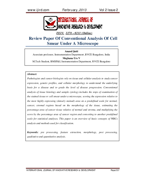 (PDF) Review Paper of Conventional Analysis of Cell Smear under a ...