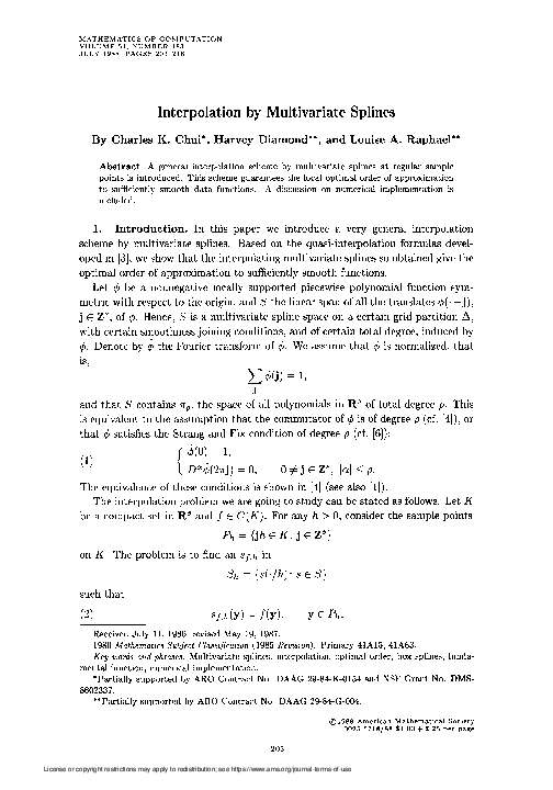 Pdf Interpolation By Multivariate Splines