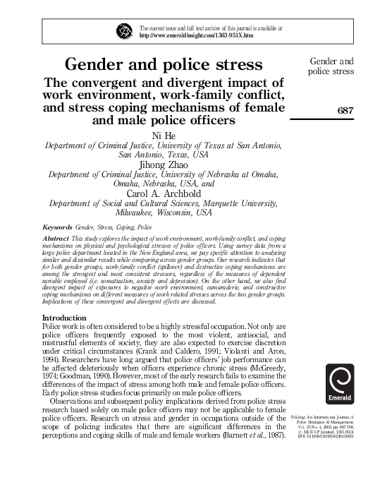 (PDF) Gender and police stress: The convergent and divergent impact of ...