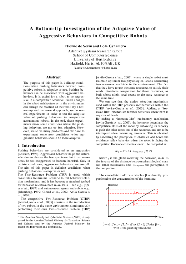 (PDF) A Bottom-Up Investigation of the Adaptive Value of Aggressive ...