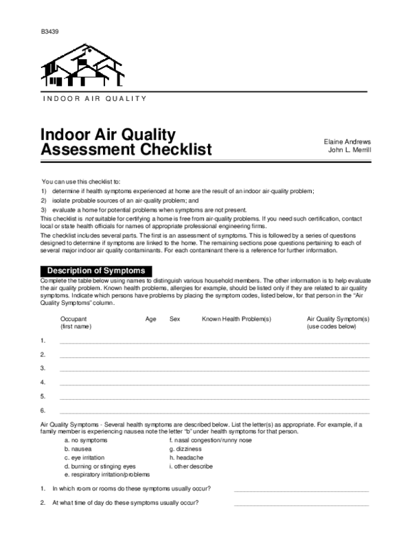 (PDF) Indoor Air Quality Assessment Checklist