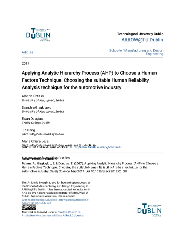 (PDF) Applying Analytic Hierarchy Process (AHP) to choose a human factors technique: Choosing ...