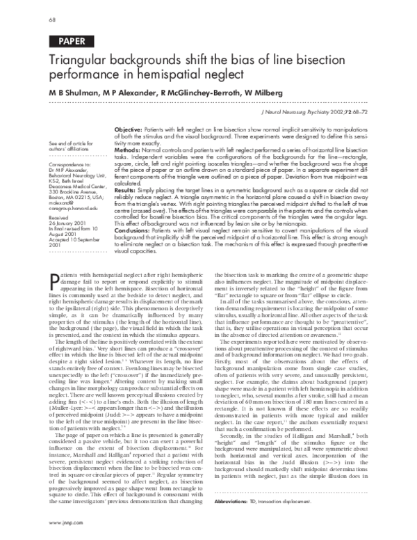(PDF) Triangular backgrounds shift the bias of line bisection ...
