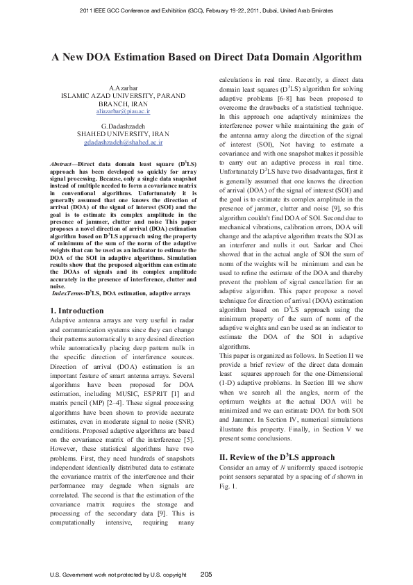(PDF) A new DOA estimation based on direct data domain algorithm