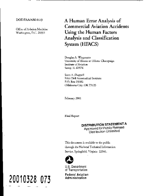 (PDF) A Human Error Analysis of Commerical Aviation Accidents Using the ...