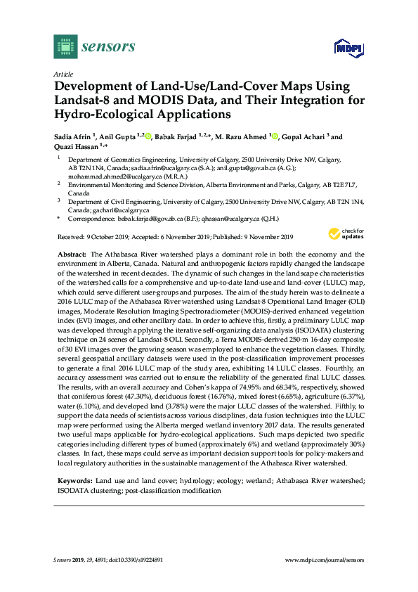 (PDF) Development of Land-Use/Land-Cover Maps Using Landsat-8 and MODIS ...