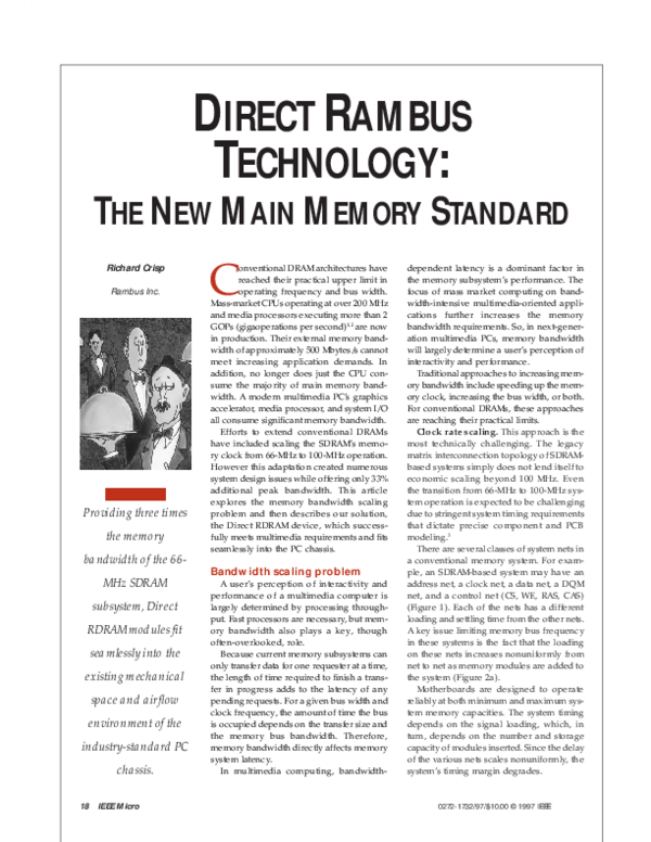 (PDF) Direct RAMbus technology: the new main memory standard