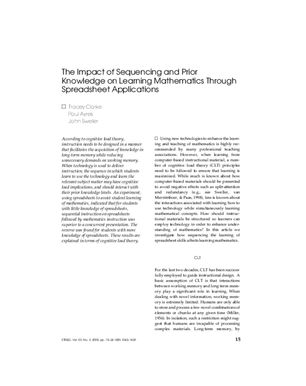 (PDF) The impact of sequencing and prior knowledge on learning ...
