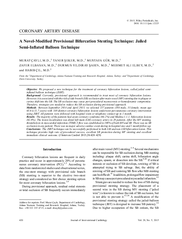 (PDF) A Novel-Modified Provisional Bifurcation Stenting Technique ...