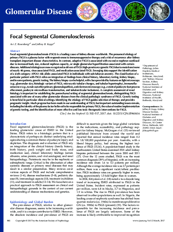 (PDF) Focal Segmental Glomerulosclerosis