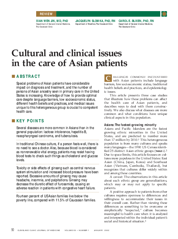 (PDF) Cultural and clinical issues in the care of Asian patients