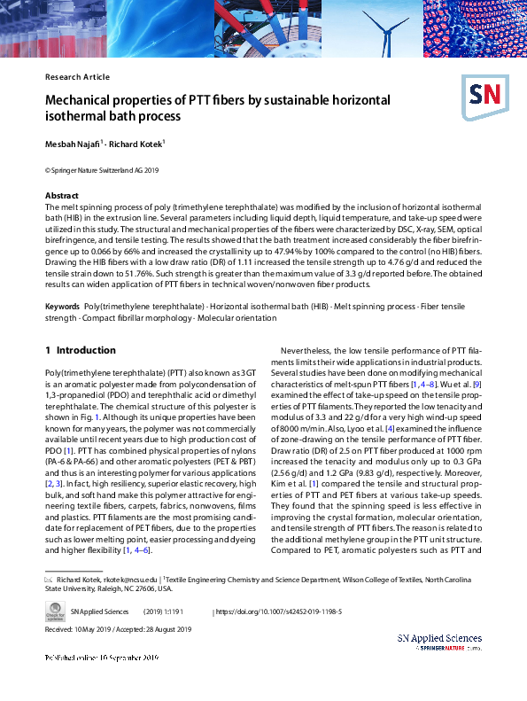 (PDF) Mechanical properties of PTT fibers by sustainable horizontal ...