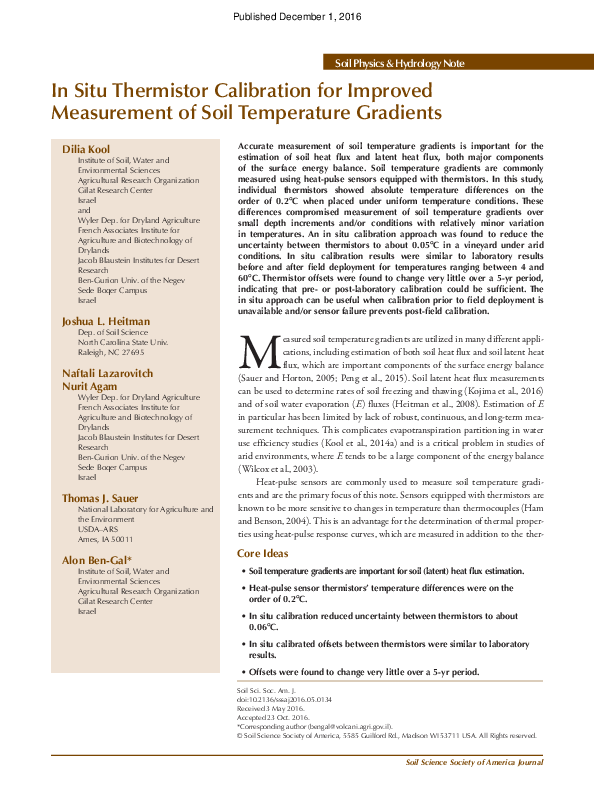 (PDF) In Situ Thermistor Calibration for Improved Measurement of Soil ...