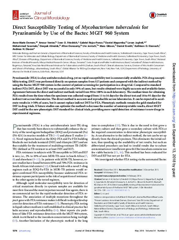(PDF) Direct susceptibility testing ofMycobacterium tuberculosisfor ...