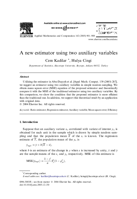 (PDF) A new estimator using two auxiliary variables
