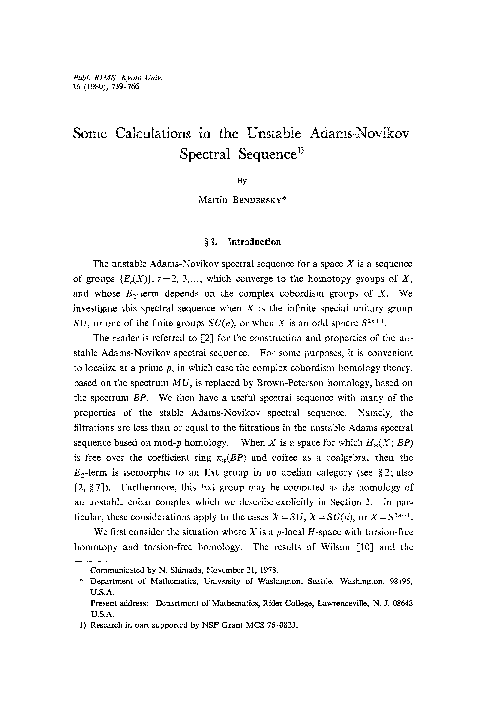 (PDF) Some calculations in the unstable Adams-Novikov spectral sequence