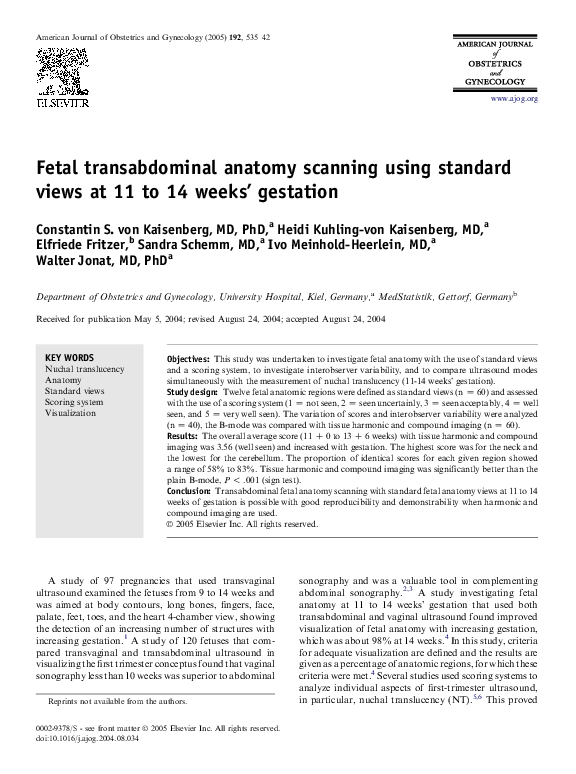 (PDF) Fetal transabdominal anatomy scanning using standard views at 11 ...