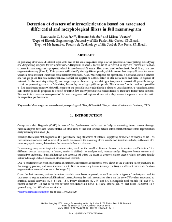 (PDF) Microcalcification Cluster Detection in Mammograms