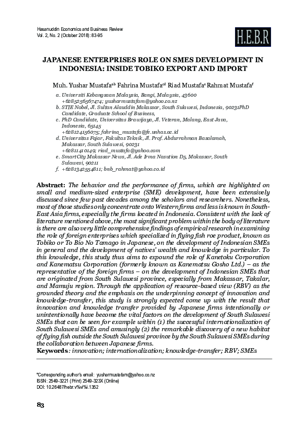 (PDF) Japanese Enterprises Role on Smes Development in Indonesia ...
