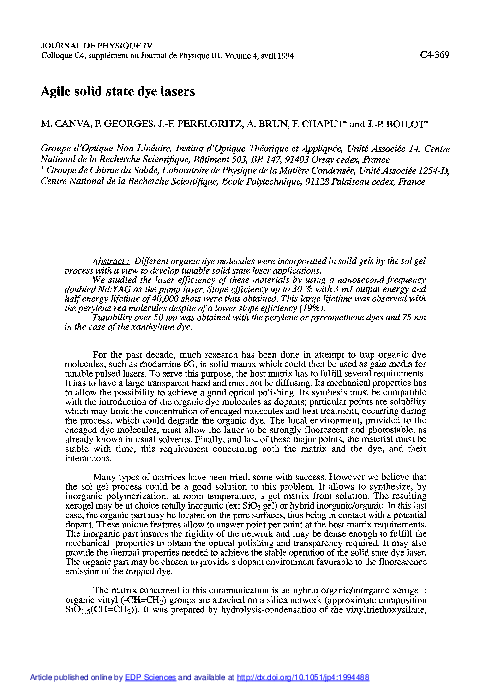 (PDF) Agile solid state dye lasers