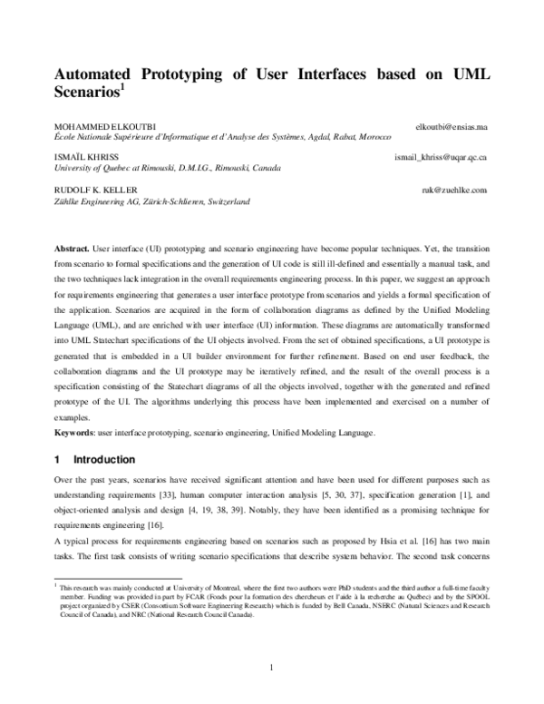 Pdf Automated Prototyping Of User Interfaces Based On Uml Scenarios