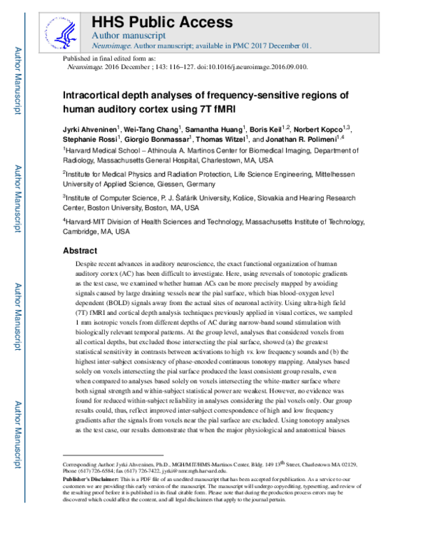 (PDF) Intracortical depth analyses of frequency-sensitive regions of ...