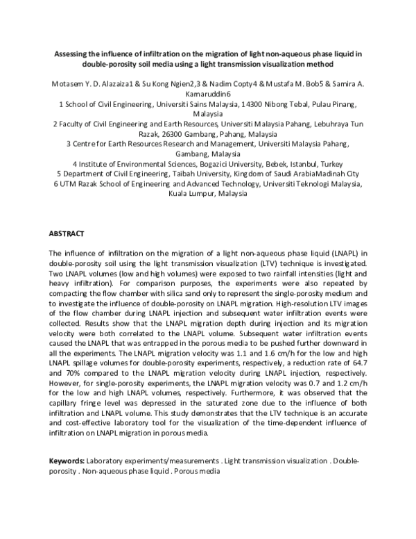 (PDF) Assessing the influence of infiltration on the migration of light ...