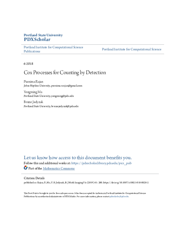 (PDF) Cox Processes for Counting by Detection