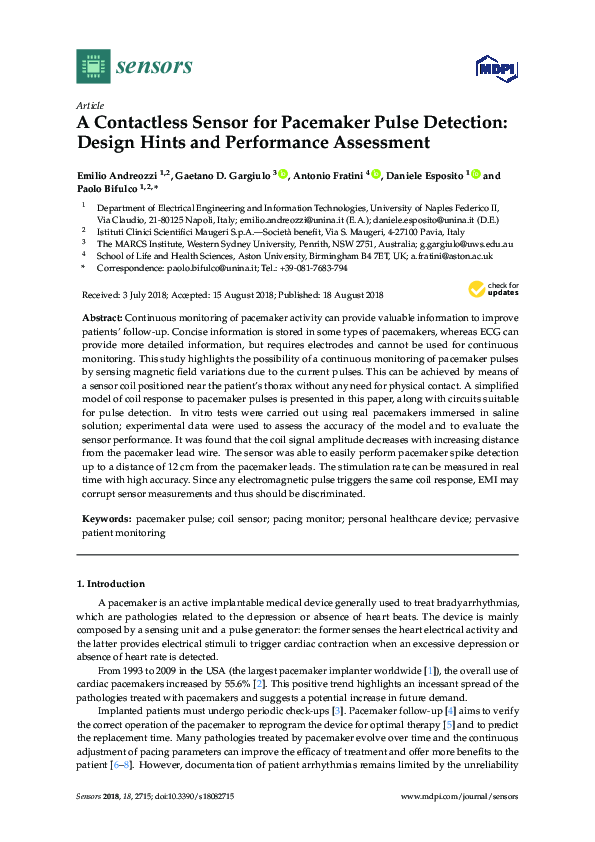 (PDF) A Contactless Sensor for Pacemaker Pulse Detection: Design Hints ...