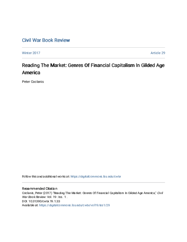 (PDF) Reading the Market: Genres of Financial Capitalism in Gilded Age ...