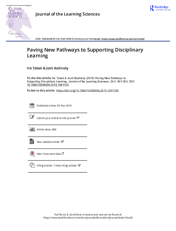 (PDF) Paving New Pathways to Supporting Disciplinary Learning