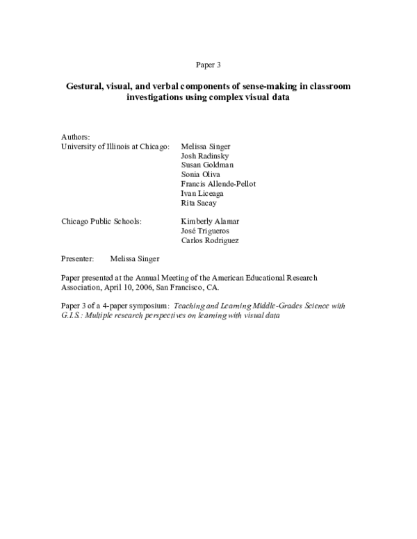 (PDF) Gestural, visual, and verbal components of sense-making in ...