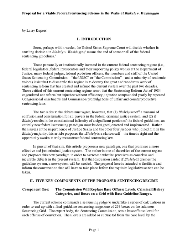 (PDF) Proposal for a Viable Federal Sentencing Scheme in the Wake of ...
