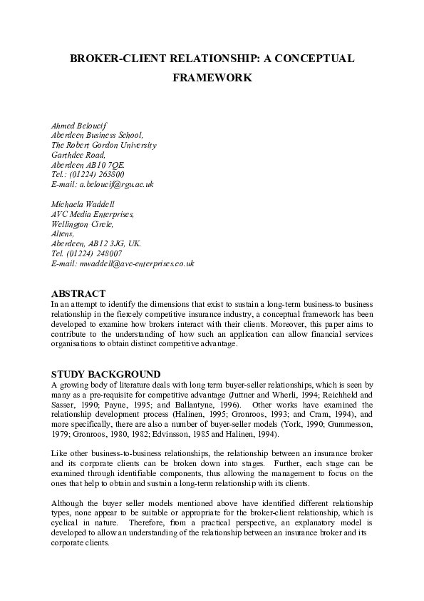 (PDF) Broker-client relationship: a conceptual framework