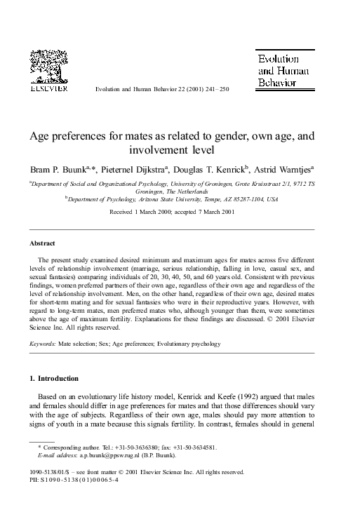 (PDF) Age preferences for mates as related to gender, own age, and ...