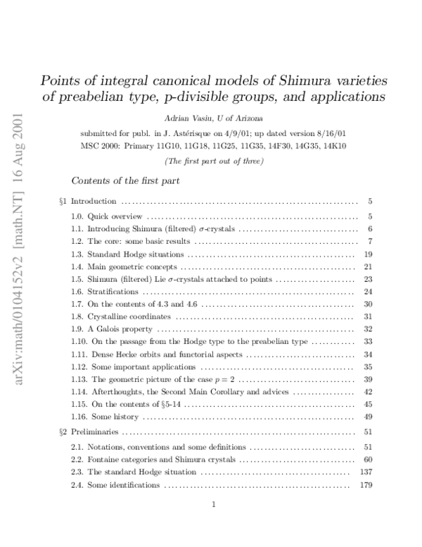 (PDF) Points of integral canonical models of Shimura varieties of ...