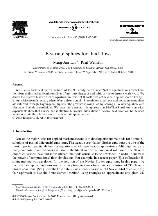 (PDF) Bivariate splines for fluid flows