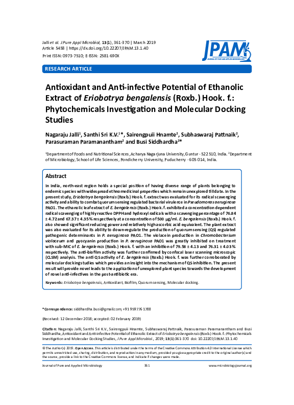 (PDF) Antioxidant and Anti-infective Potential of Ethanolic Extract of Eriobotrya bengalensis ...