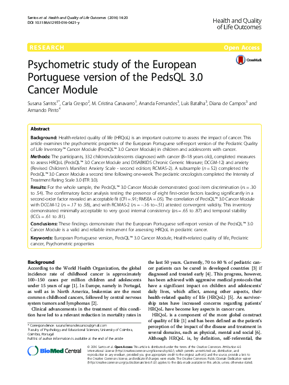 (PDF) Psychometric study of the European Portuguese version of the ...