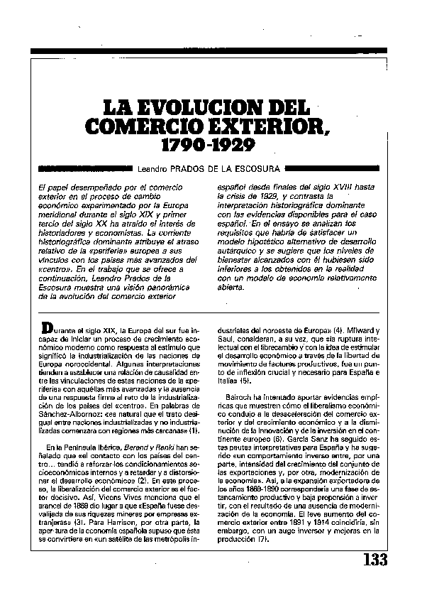 (PDF) La evolución del comercio exterior, 1790-1929